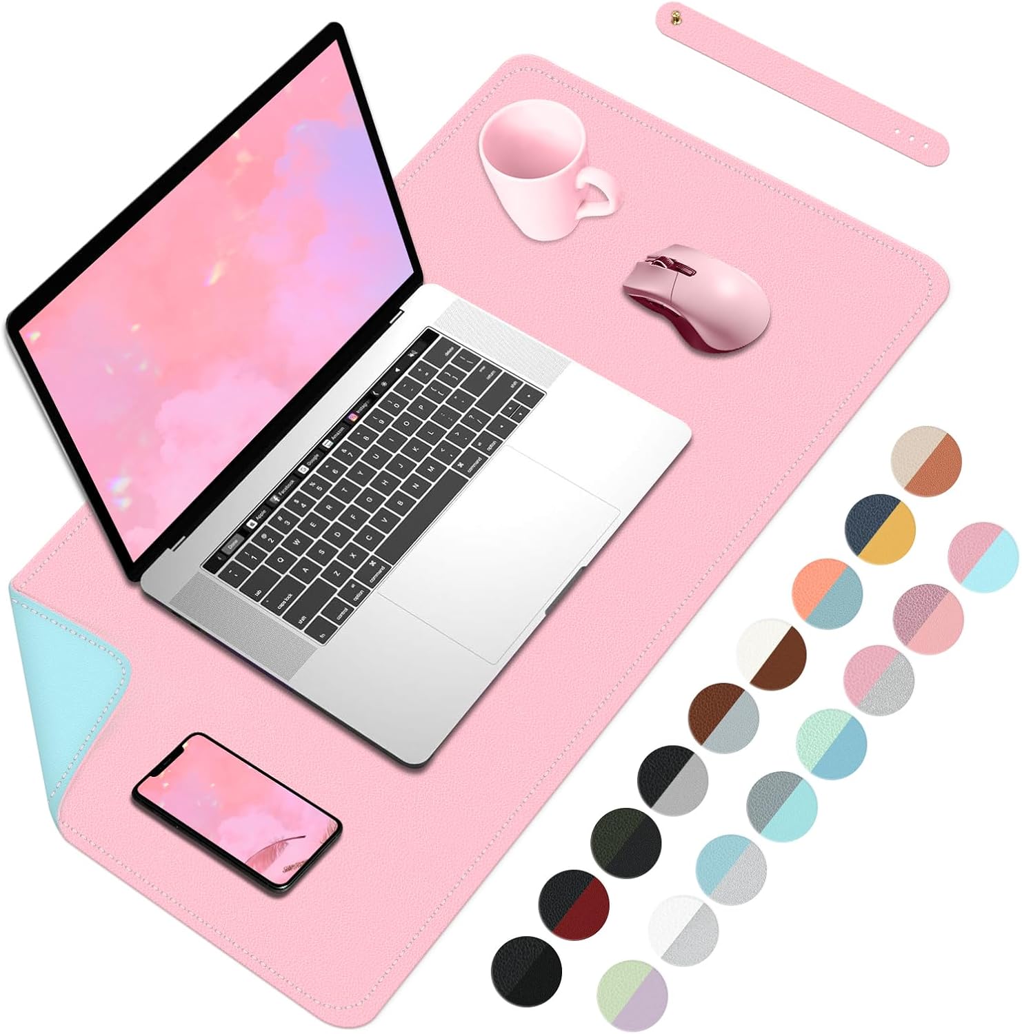 Amazon.com : Bleswin Double-Sided Desk Mat, 23.6''×13.8'', PU Leather ...