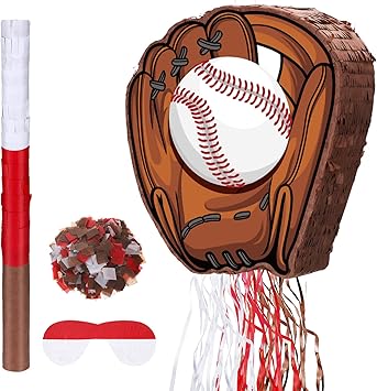 Amazon.com: Baseball Piñata with Blindfold Bat for Birthday Party ...