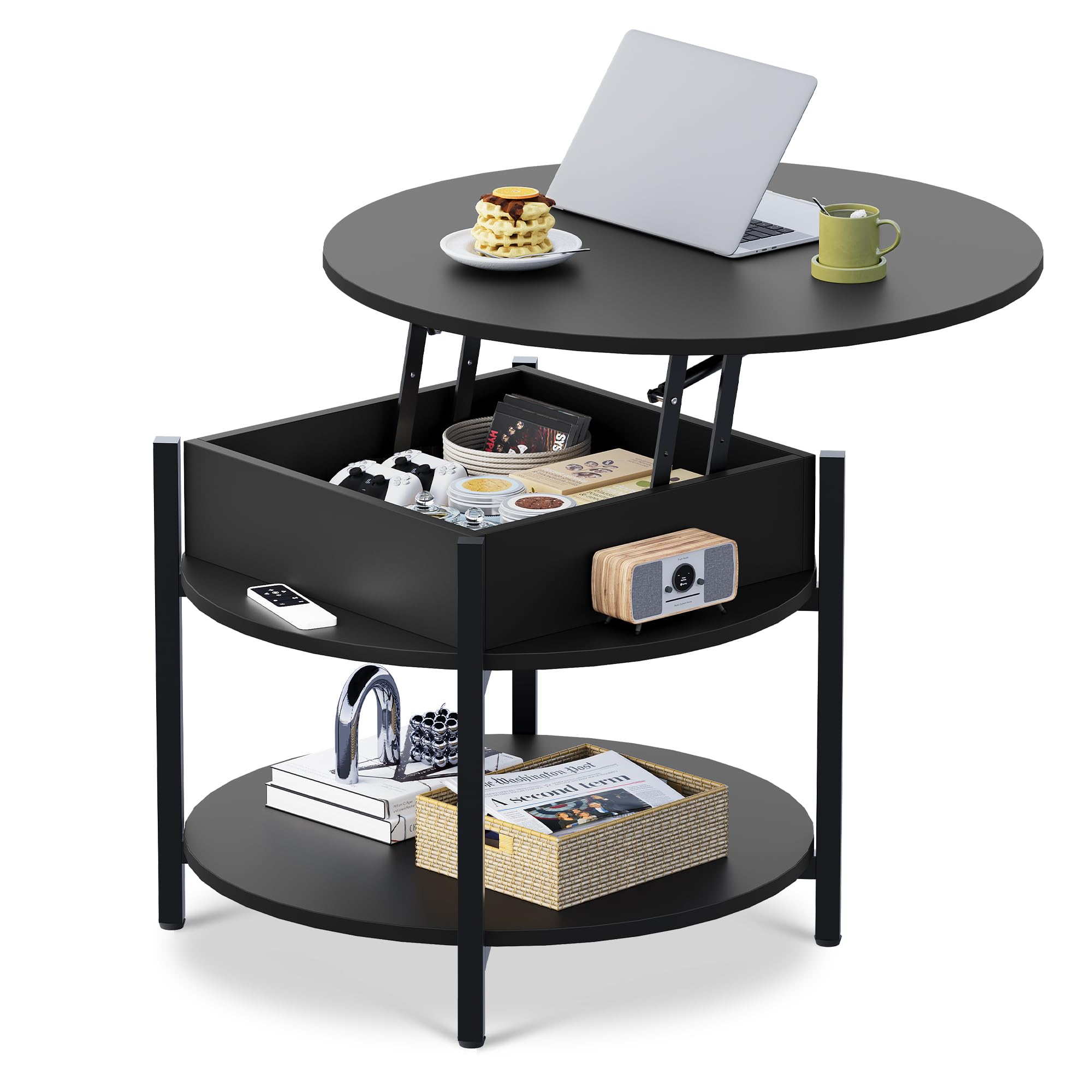 Snapklik.com : WLIVE Round Lift Top Coffee Table