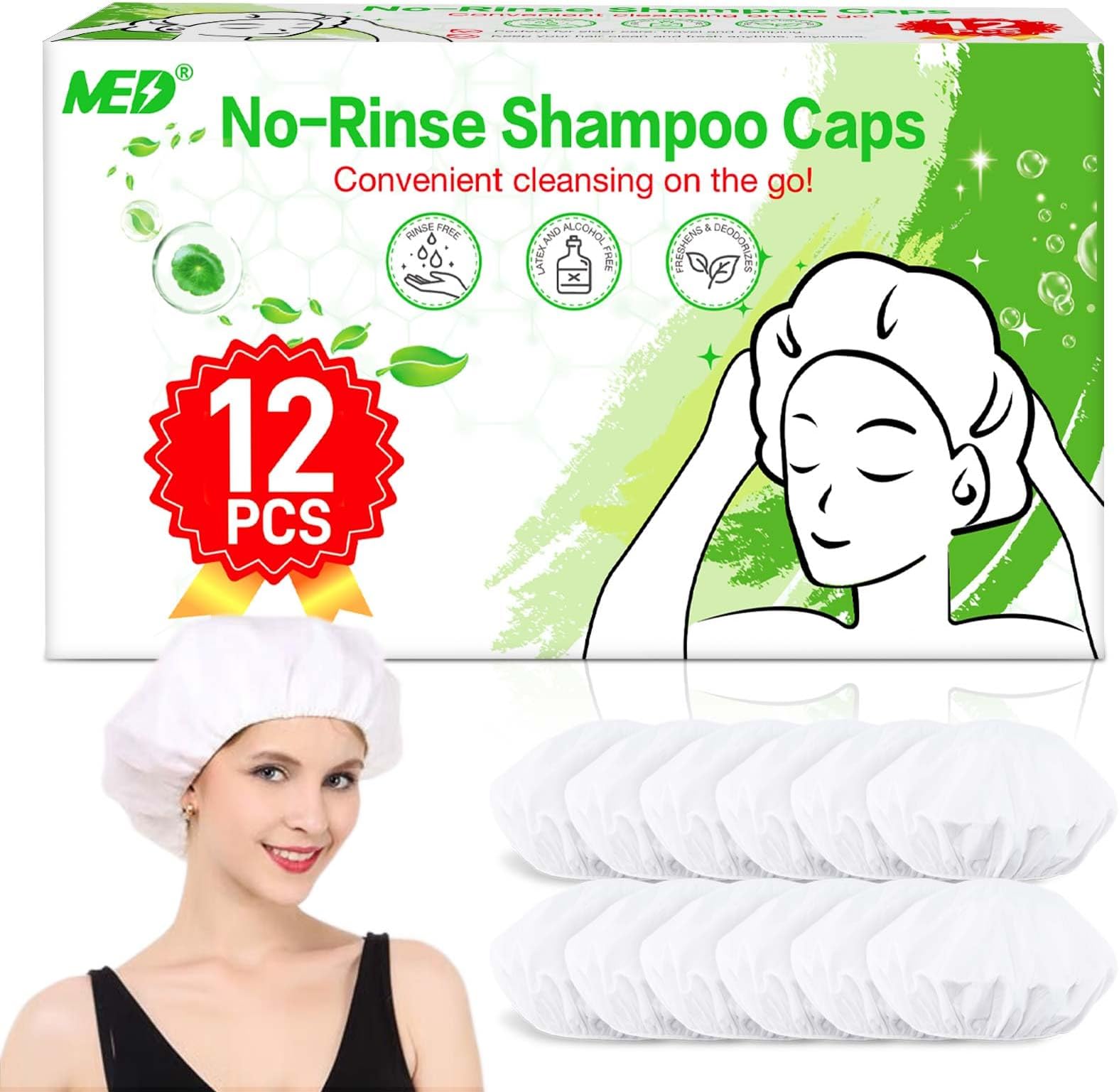 Amazon.com : Shampoo Caps No Rinse Waterless Hair Washing Shower Caps ...