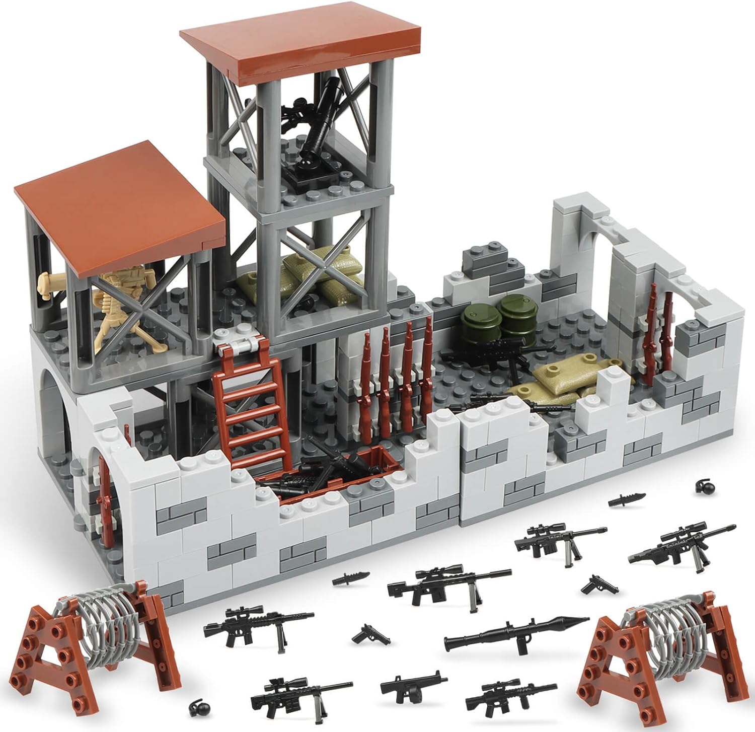 Amazon.com: Finger Rock Military Base Building Block Set, WW2 Army Mini ...