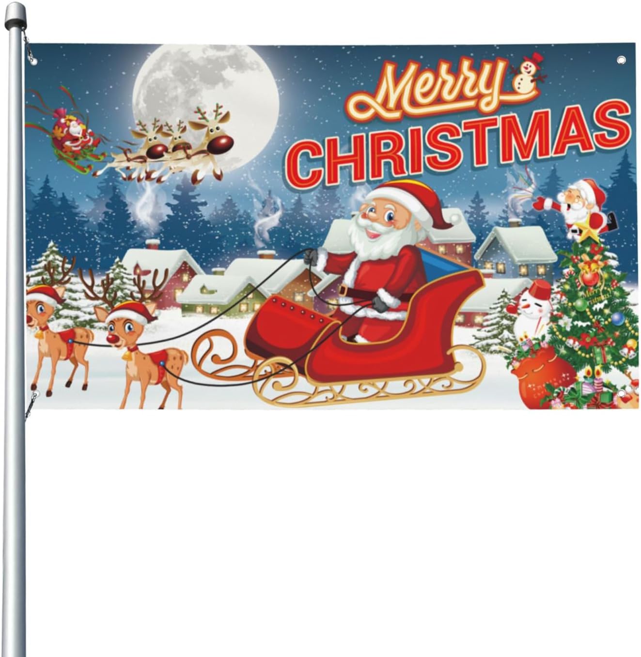 Christmas Flag 5 X 3 Ft With Eyelets & Strings, Christmas Backdrop ...