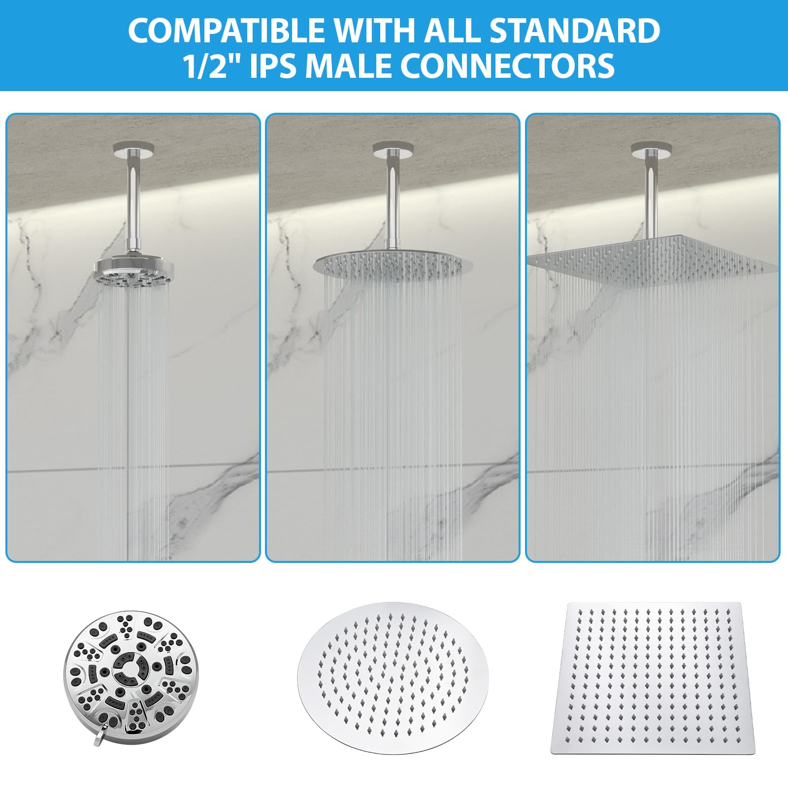 Snapklik.com : Lordear Shower Arm 6 Inch Chrome Ceiling Mount Shower ...