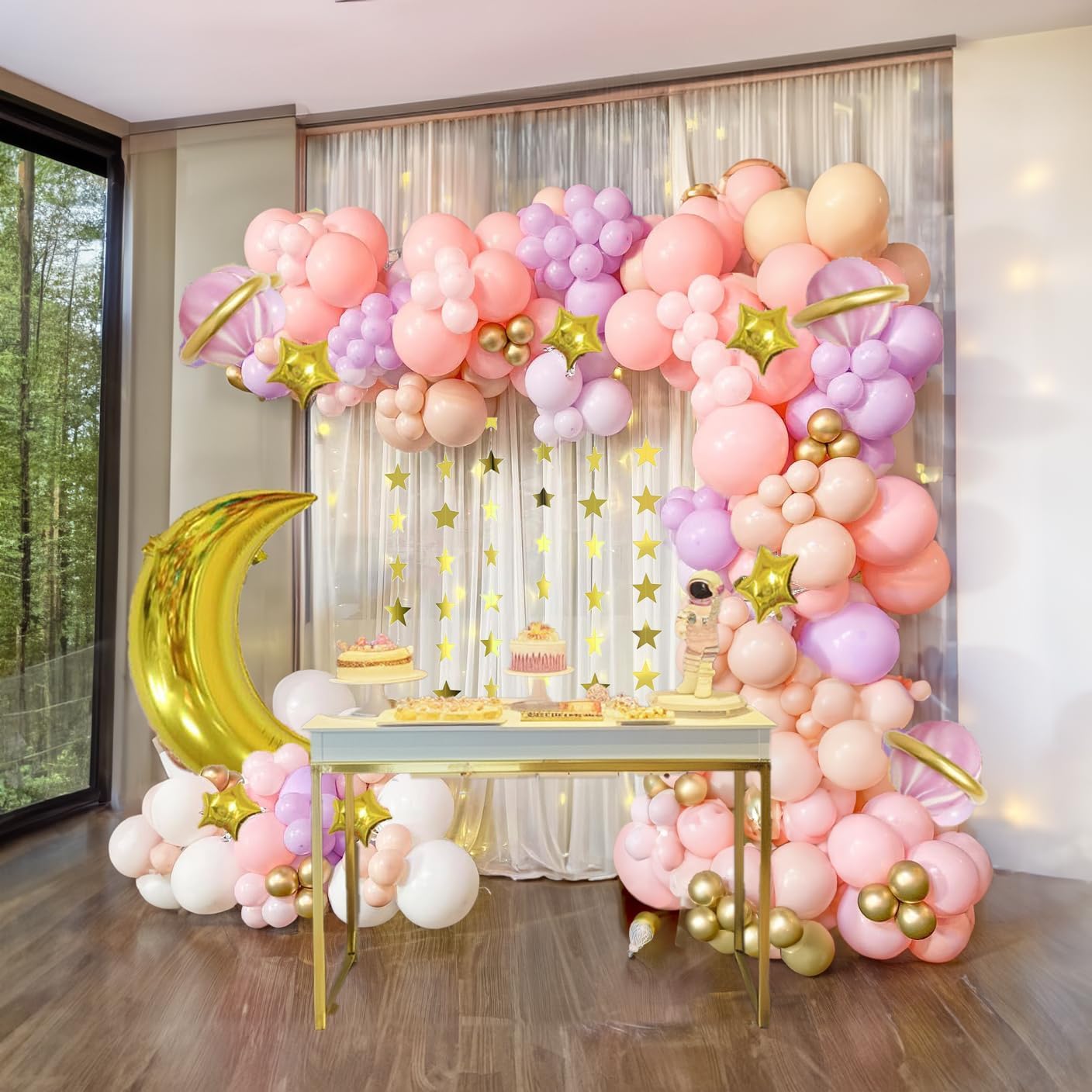 Amazon.com: Two the Moon Balloons Arch Garland Girl Outer Space Party ...