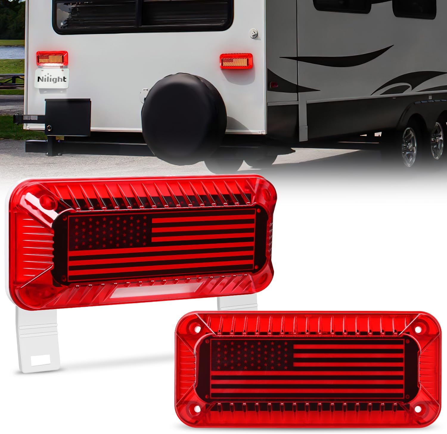 Amazon.com: Nilight RV Tail Light 2PCS 72 LED Red Running Stop Brake ...