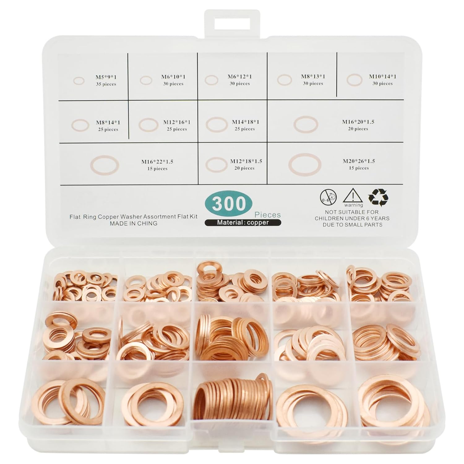 Amazon.com: BDS-HOME 300pcs Copper Flat Washers Sealing Washer ...