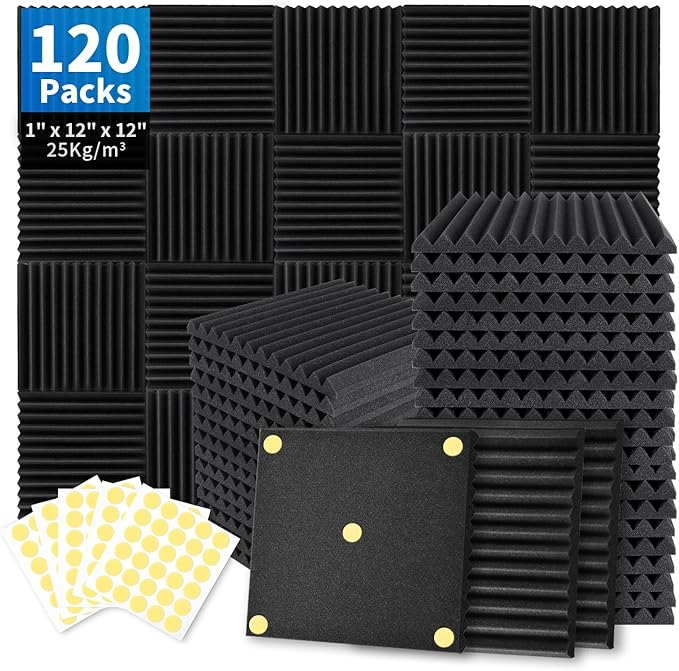 Amazon.com: Focusound 120 Pack Acoustic Foam Panels 1" x 12" x 12 ...