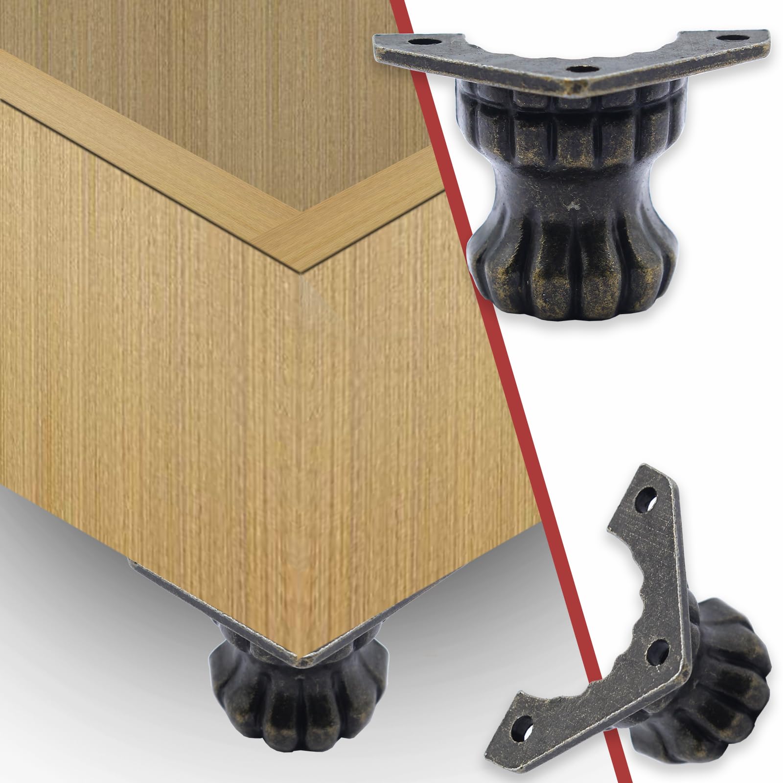 Snapklik.com : 20 Pcs Antique Jewelry Box Legs, Retro Decorative Wood ...
