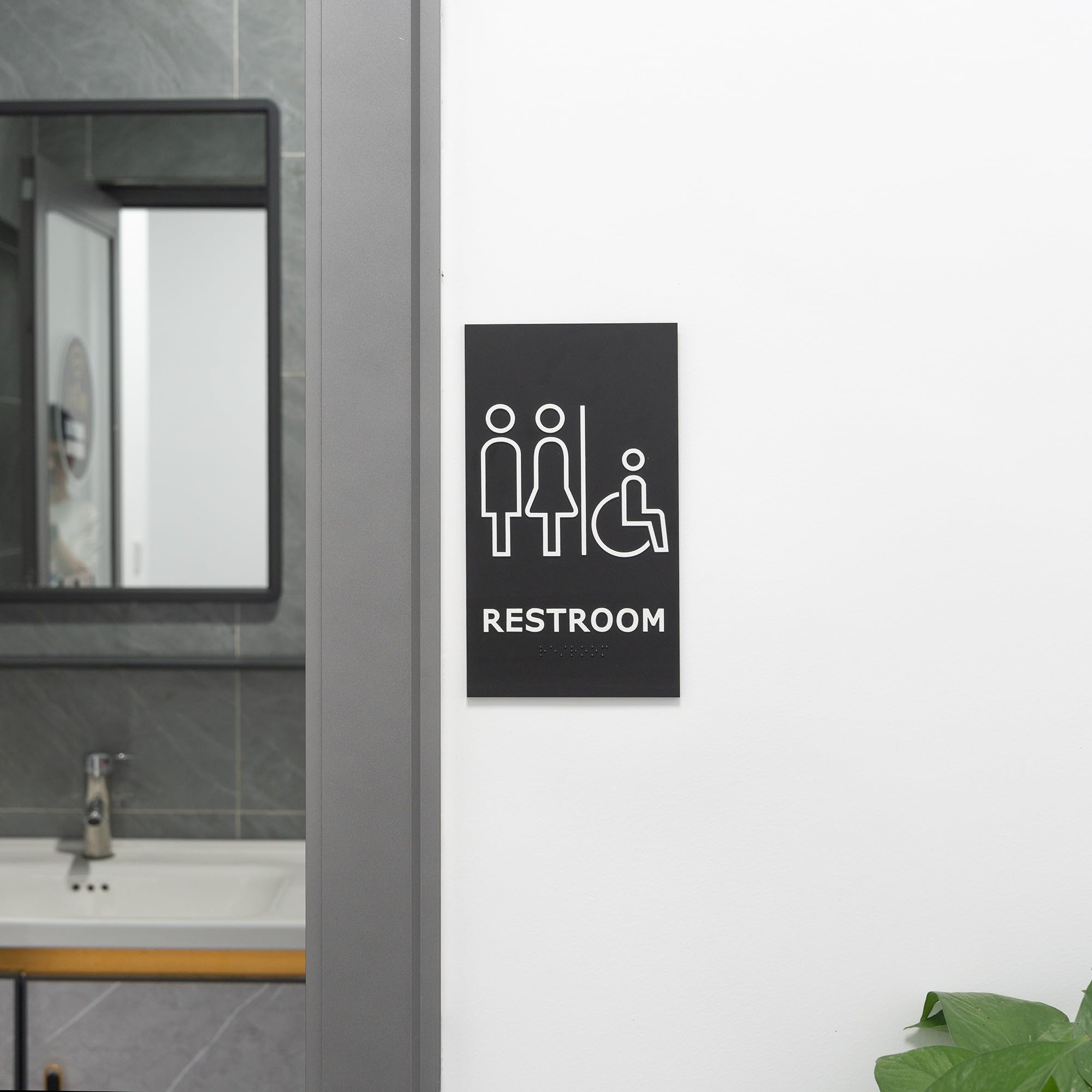 Snapklik.com : Restroom Sign ADA Compliant Braille Bathroom Signs ...