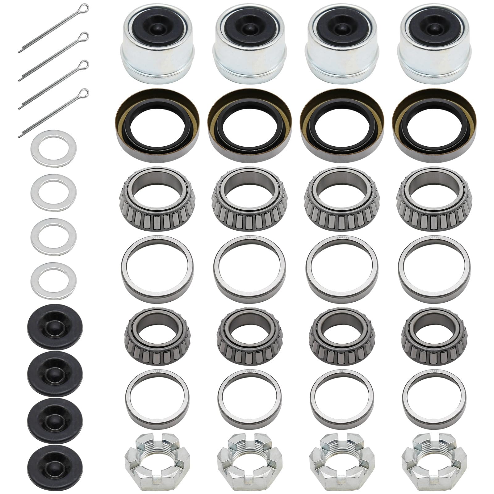Snapklik.com : Pack Of 4 Trailer Axle Hub Bearings Kit L68149 L44649 ...