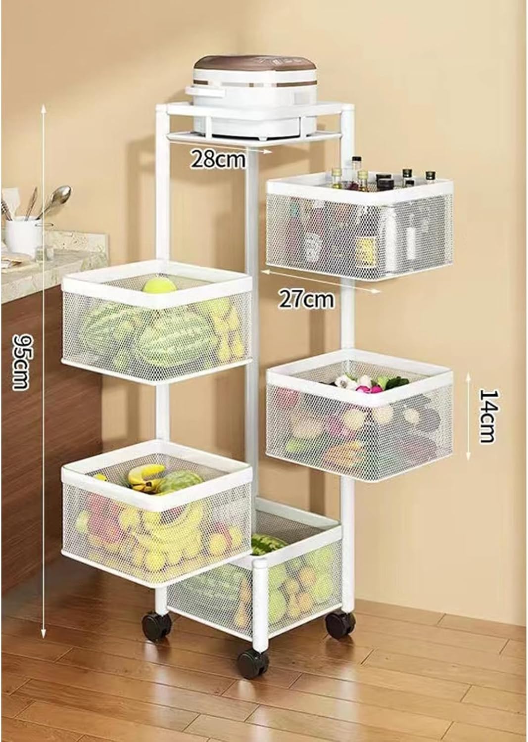 Amazon.com: HEVIRGO Fruit Vegetable Basket,5-Layer Utility Rack,Kitchen ...