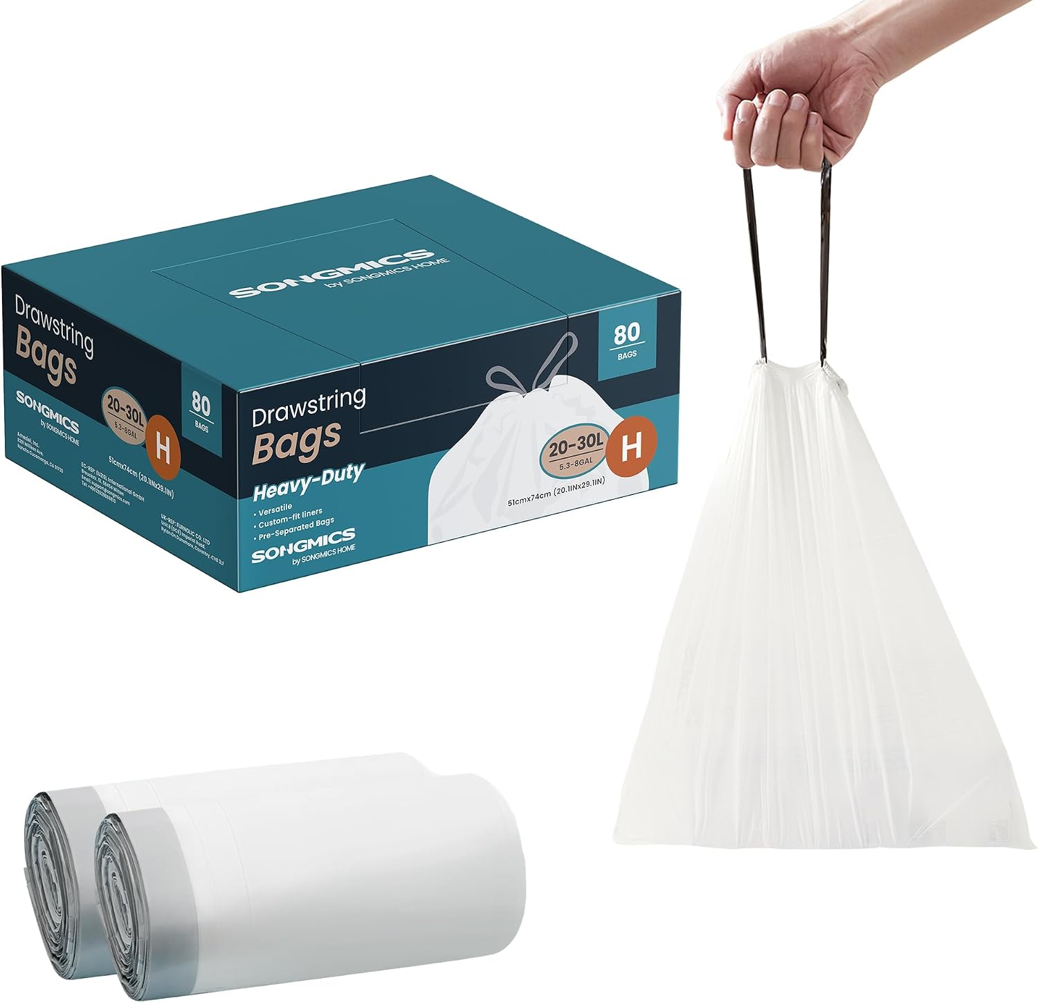 Amazon.com: SONGMICS Trash Bags for 8-Gallon (30 L) Trash Cans ...