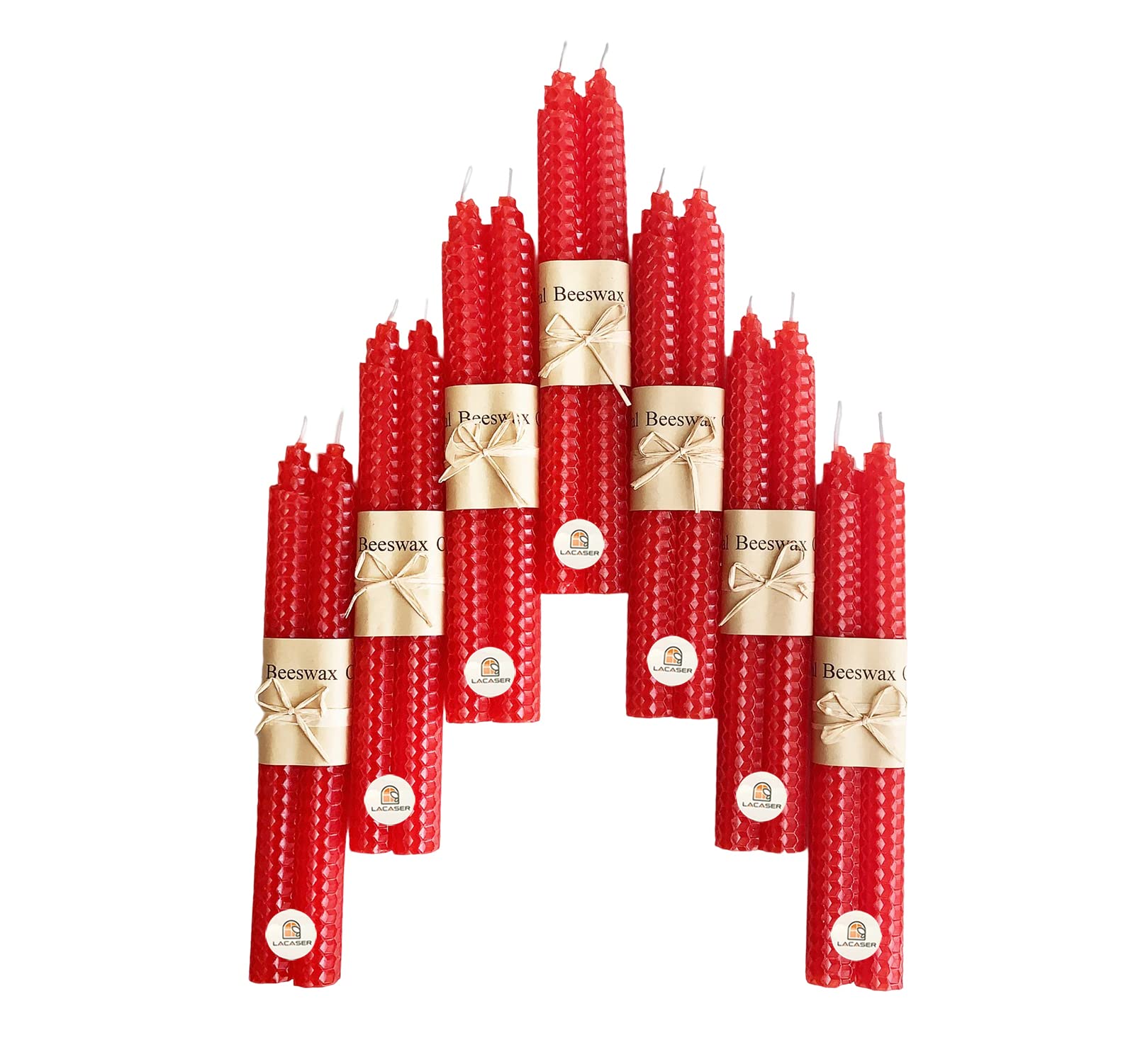 Amazon.com: Lacaser Natural Beeswax Red Taper Candles Bulk Pack of 14 ...