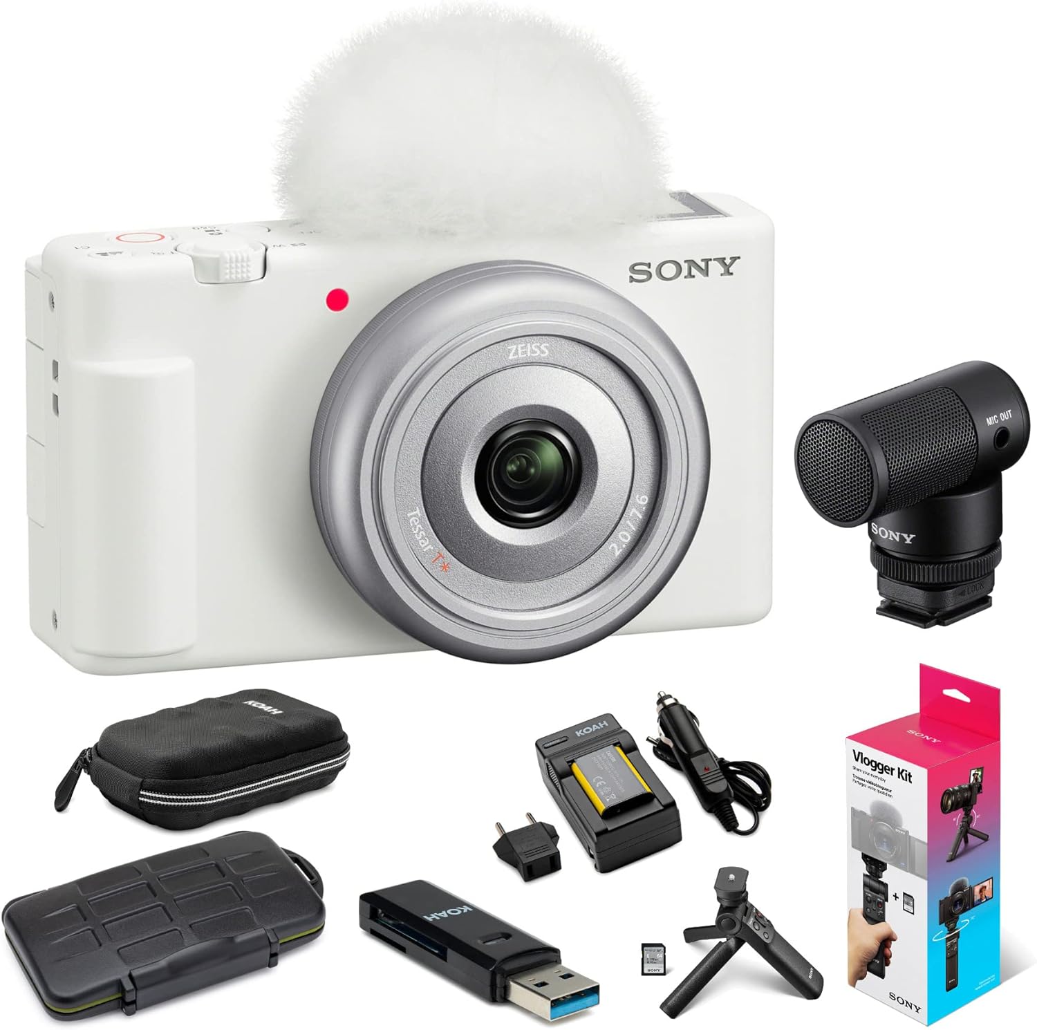 Amazon.com : Sony ZV-1F Vlog Camera (White) with Vlogger Shotgun ...