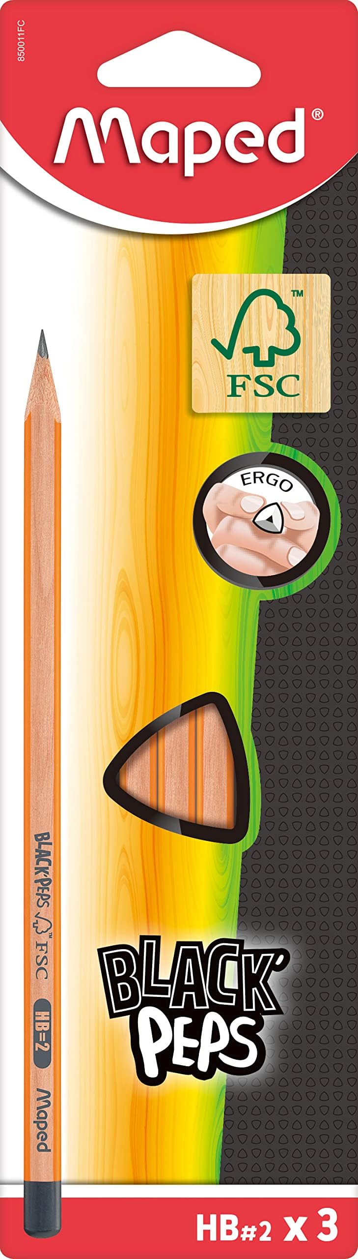 Maped Graph'Peps Graphite HB Pencils (Pack of 3) : Amazon.co.uk ...