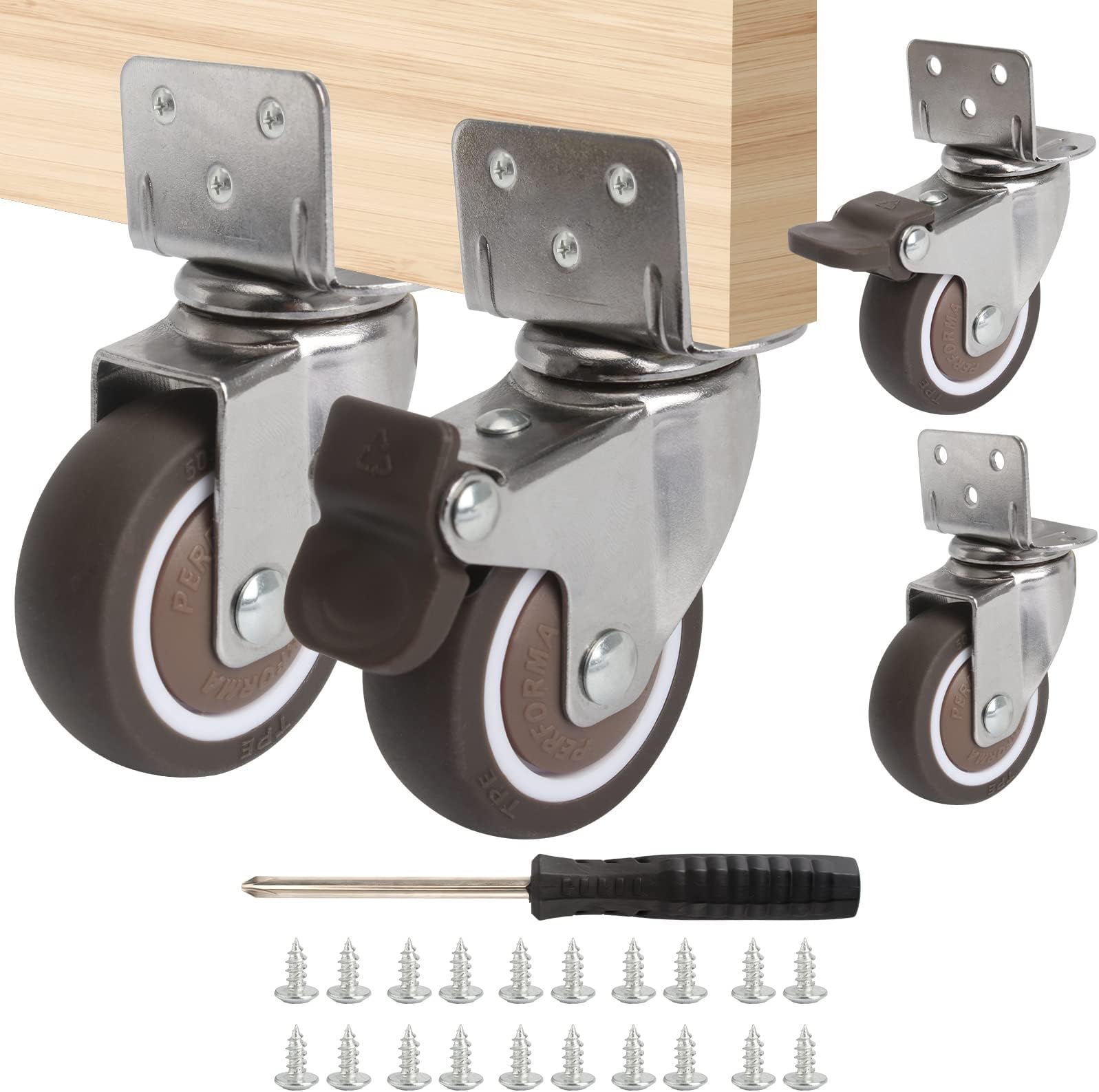 GBL Retractable Castors up to 225KG - Workbench Castors - Set of 4 with ...