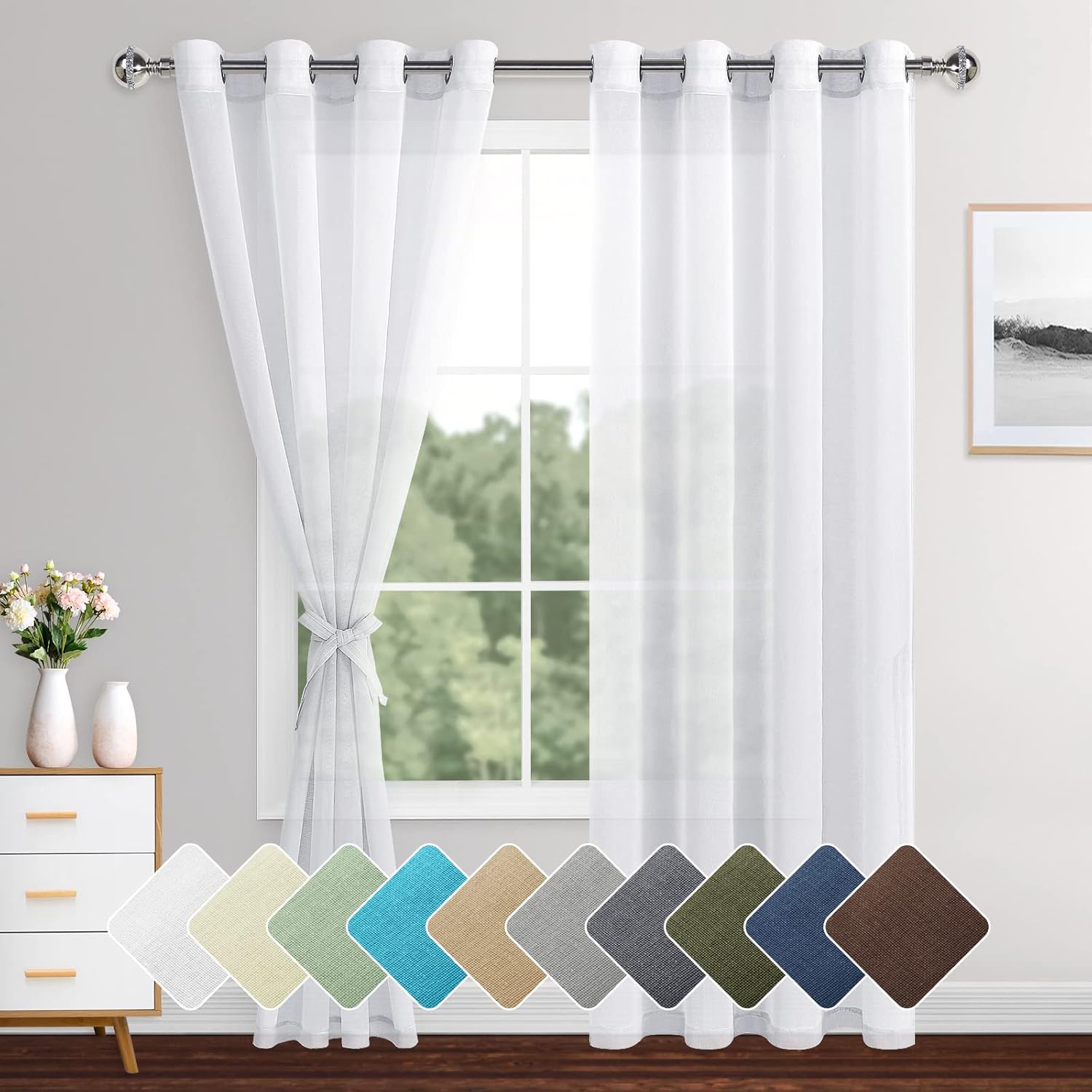 Amazon.com: XWZO White Semi Transparent Sheer Curtains for Bedroom ...