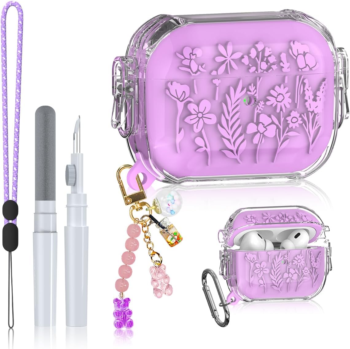 Amazon.com: QINZAC for Airpod Pro 2nd Generation Case Flower Engraved ...