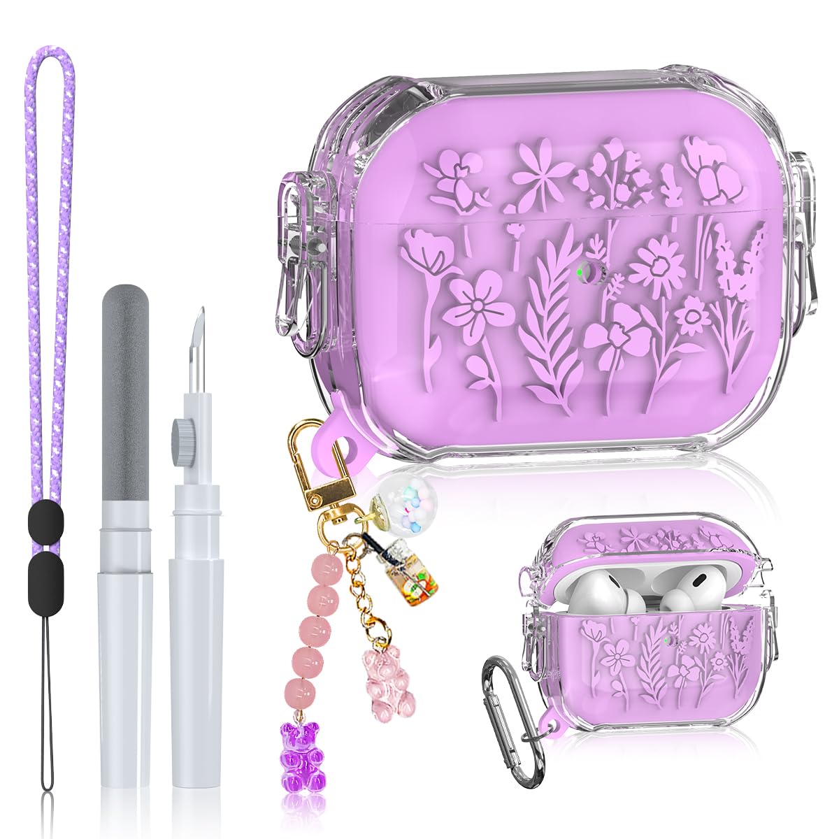 Amazon.com: QINZAC for Airpod Pro 2nd Generation Case Flower Engraved ...