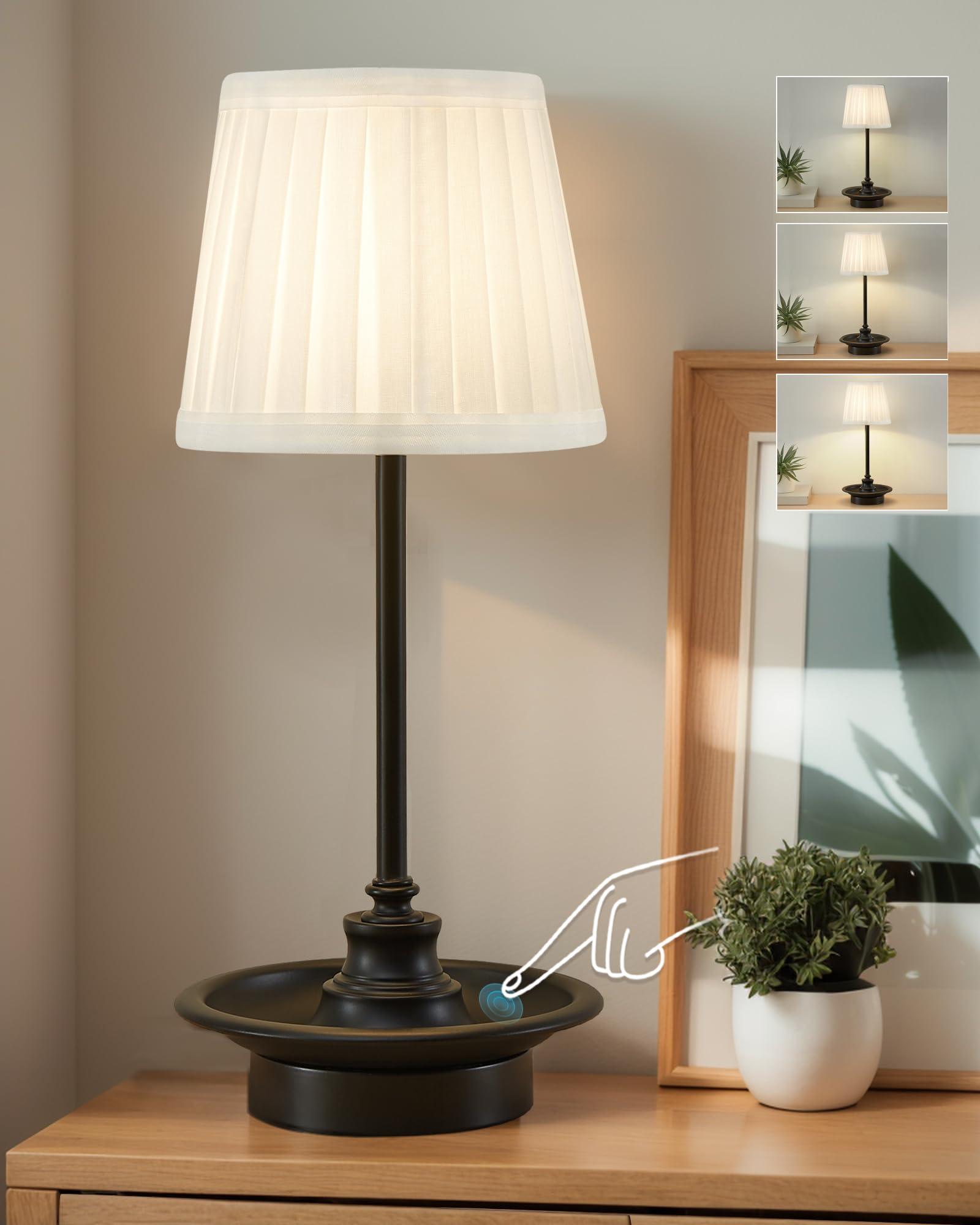 GyroVu Cordless Table Lamp Rechargeable, Battery Operated LED Table ...