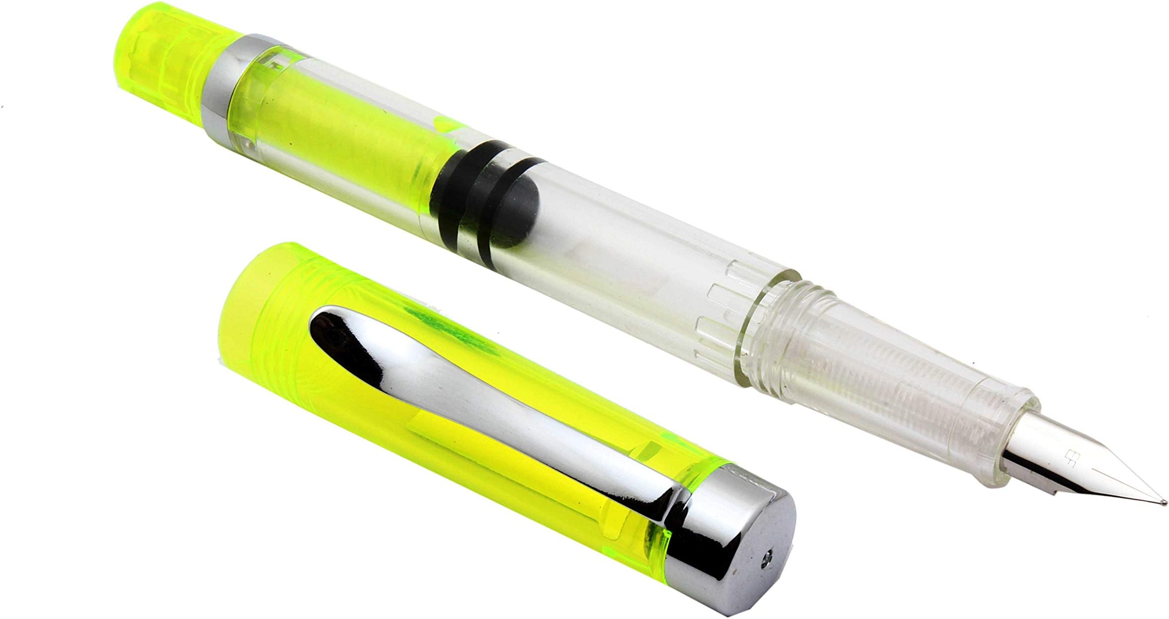 Ledos Demonstrator Piston Mechanism Pluto Fountain Pen Neon Yellow ...