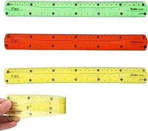 XIHIRCD Pack of 3 Flexible Rulers, 30 cm Coloured Bendable Ruler ...