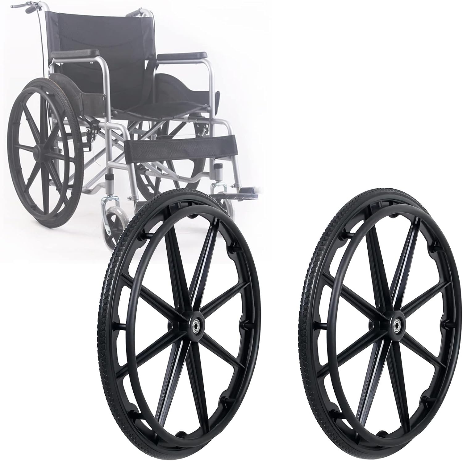 Amazon.com: YAXANSIH Wheelchair Rear Wheel Solid Polyurethane Tires Set ...