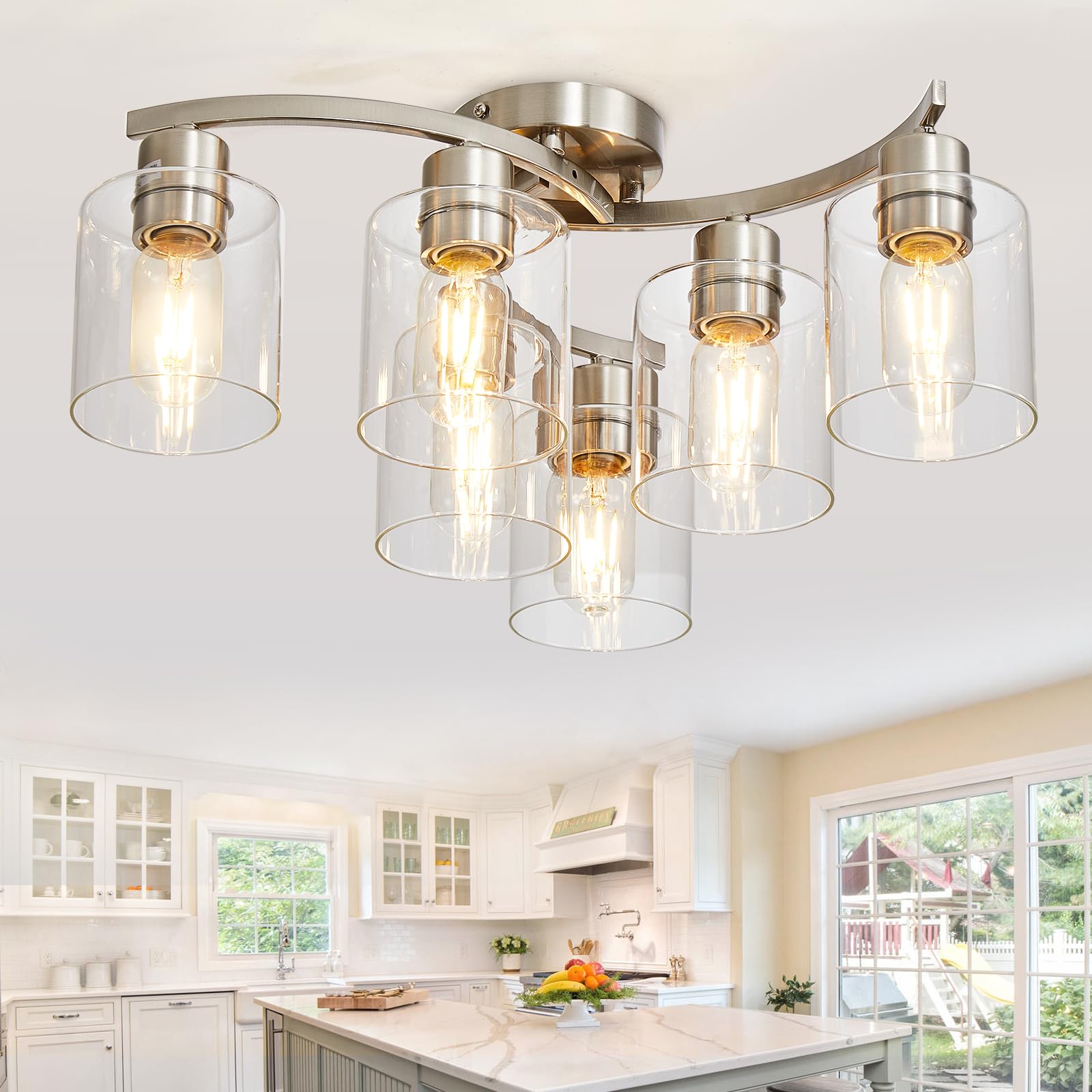 Flush Kitchen Light Fixtures Chandeliers And Matching 4 Light Kitchen