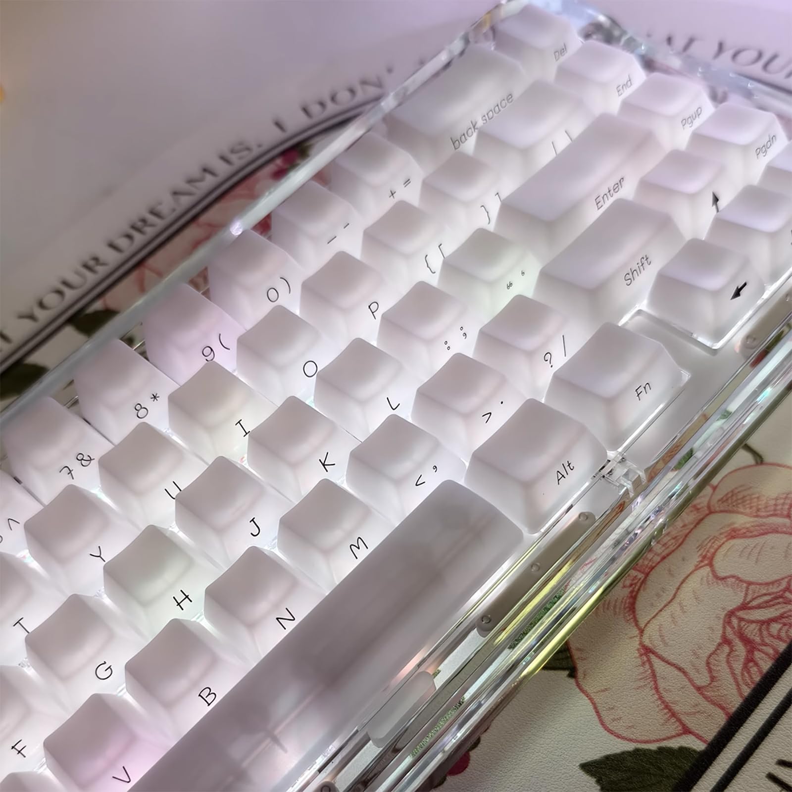 Amazon.com: Sumgsn 130 Keys OEM Profile Shine Through White Keycaps Set ...