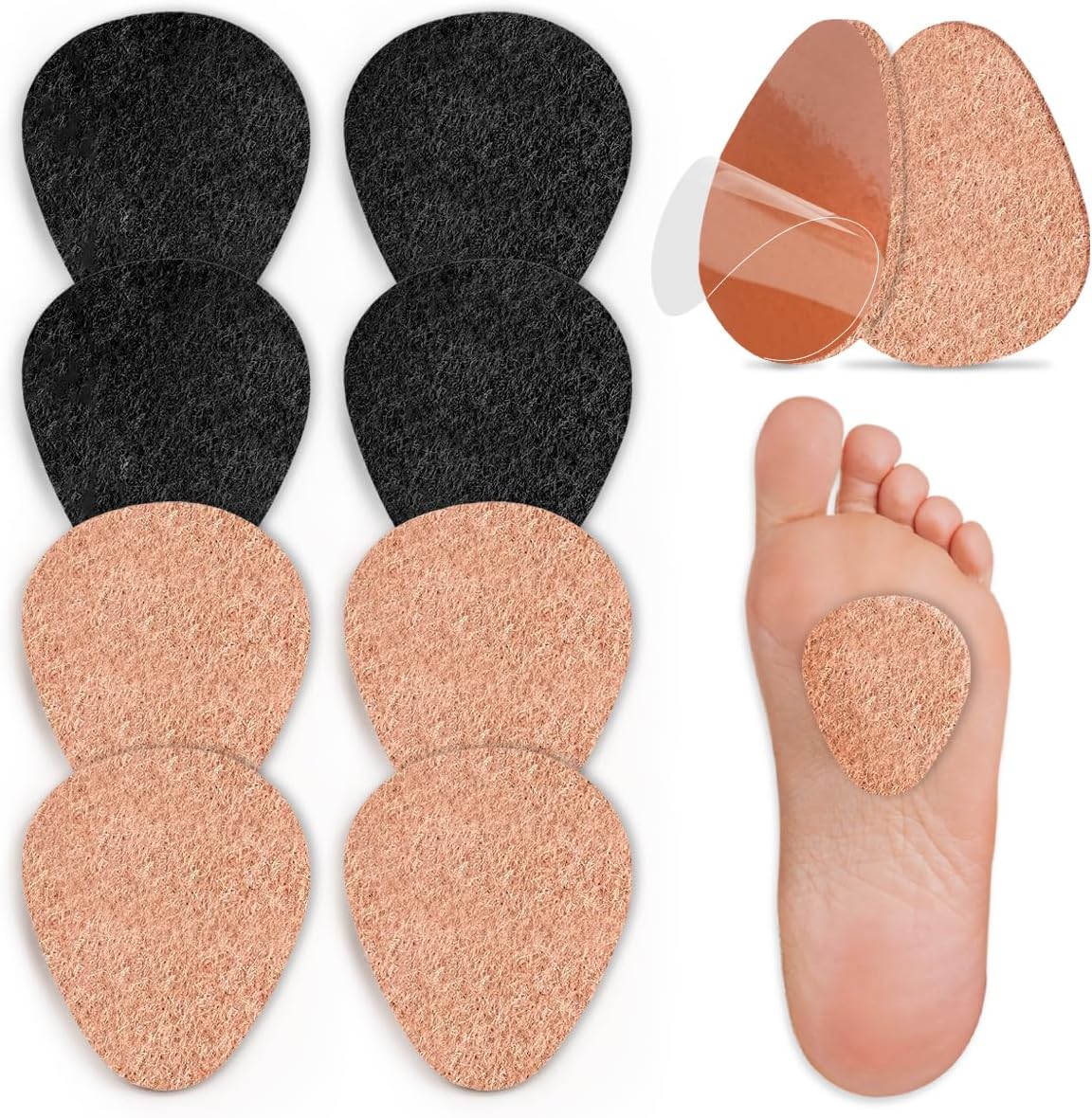 Amazon.com: Svowin 12-Pack Wool Felt Ball of Foot Cushion Shoe Insoles ...