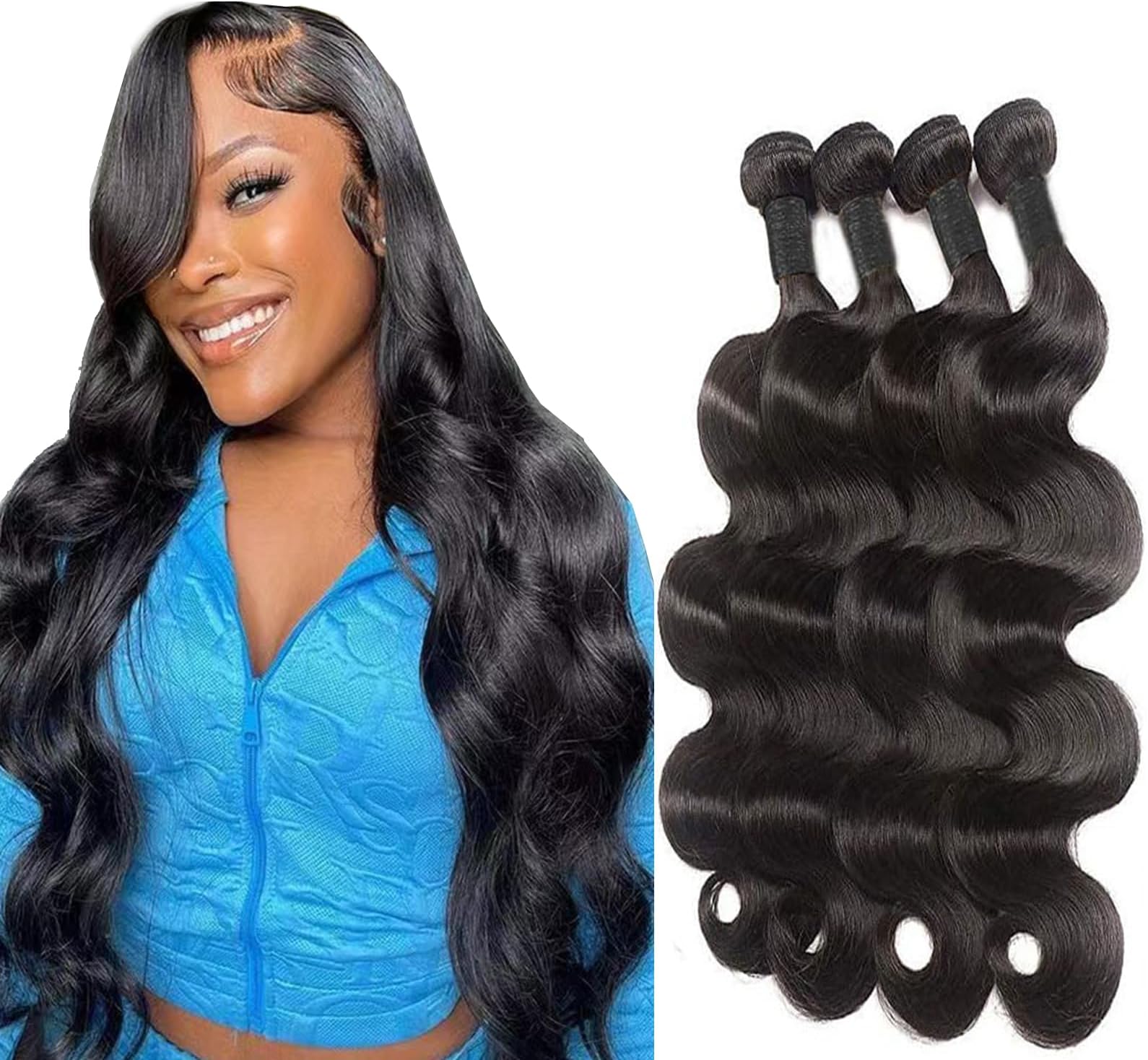 Amazon.com : BSTDAE Body Wave Human Hair 4 Bundles 14 16 18 20 inch ...