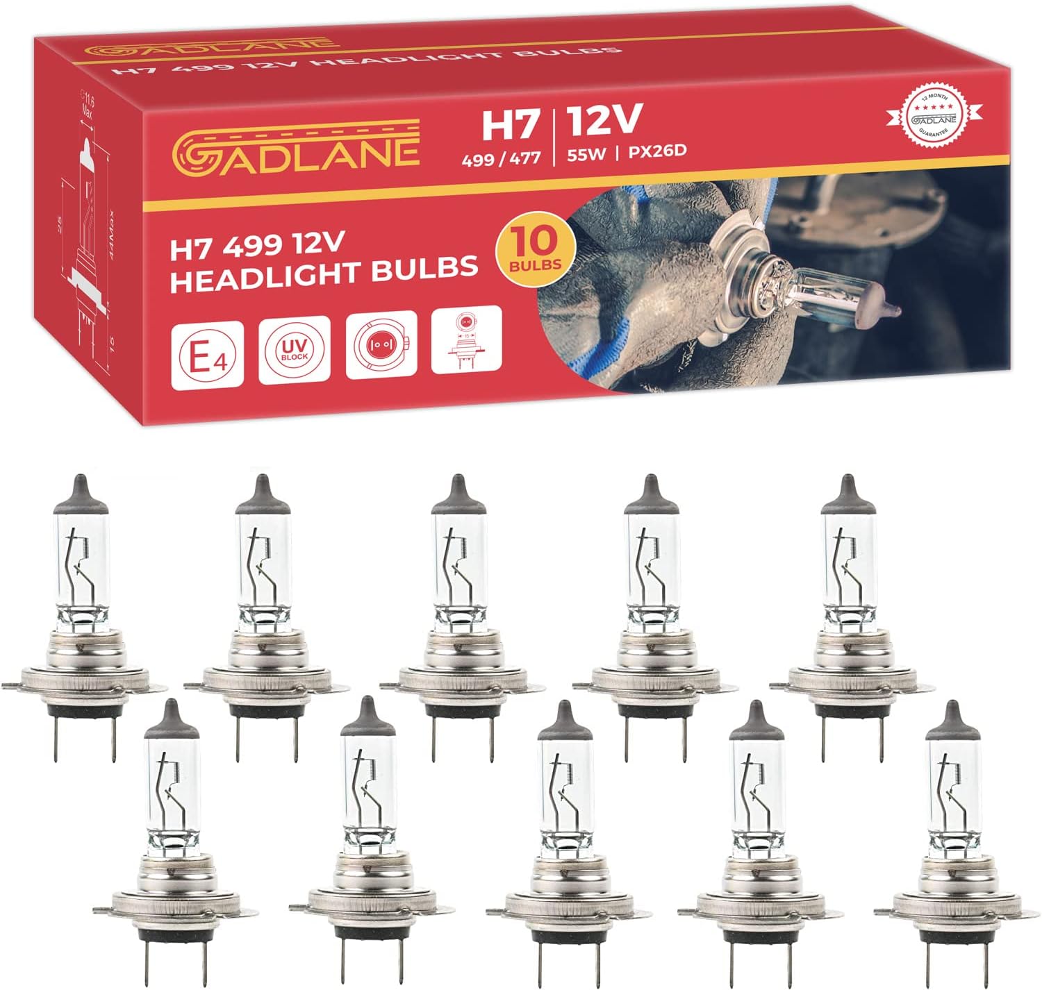 12V 55W PX26D H7 499 / 477 DIP & MAIN HEADLAMP / HEADLIGHT CAR BULBS 2 ...