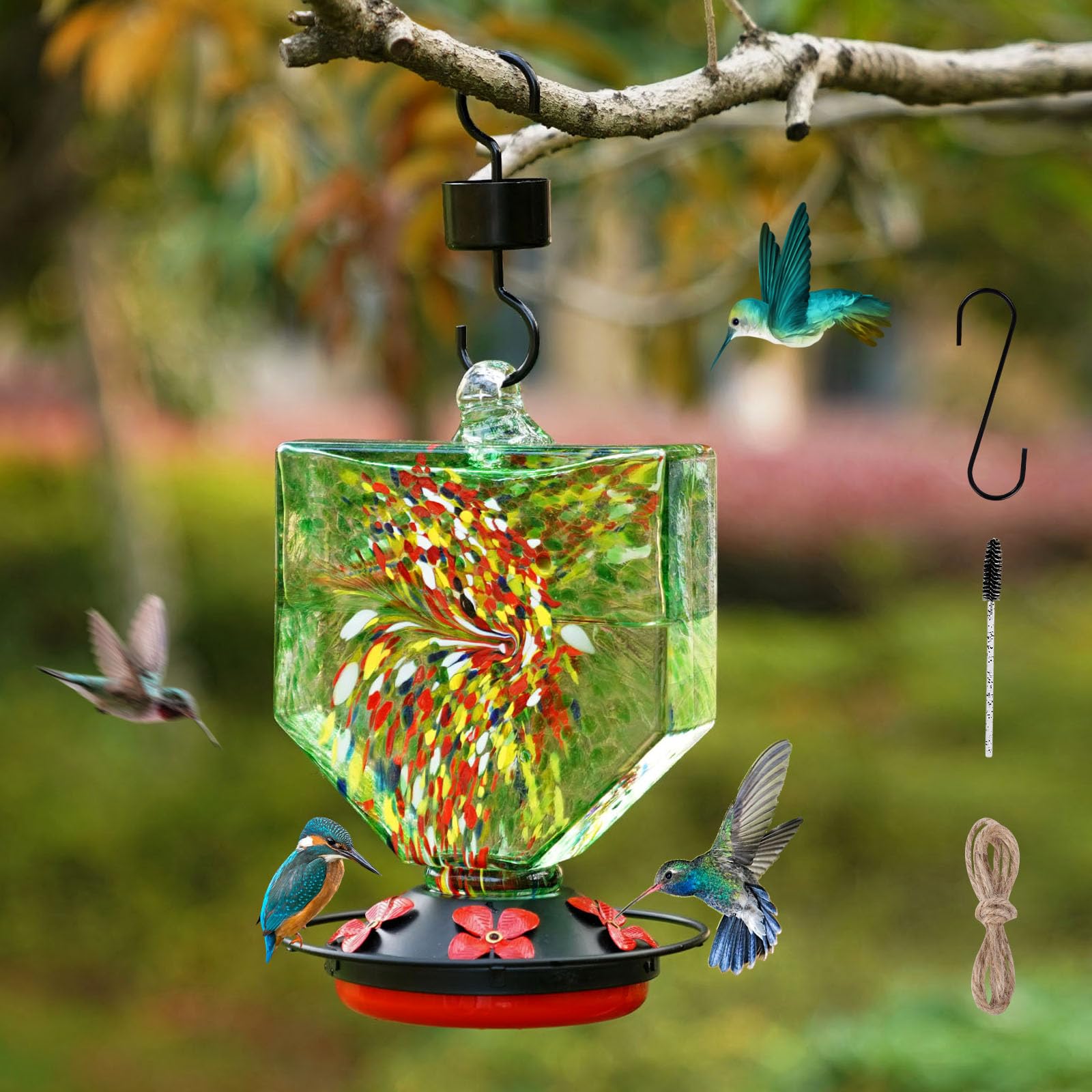 Hand Blown Glass Hummingbird Feeders Unique Hummingbird Feeders | The