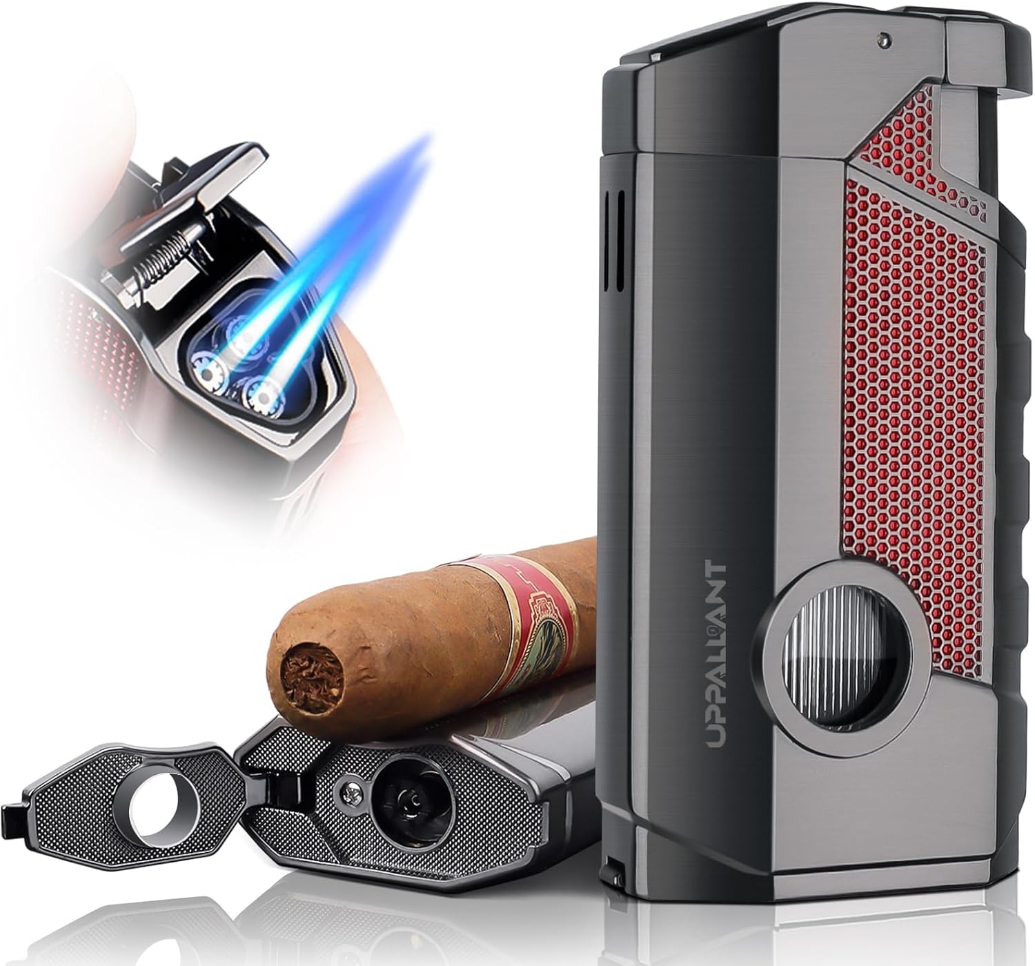Amazon.com: Torch Cigar Lighter with Triple Jet Flame, Built-in Cigar ...