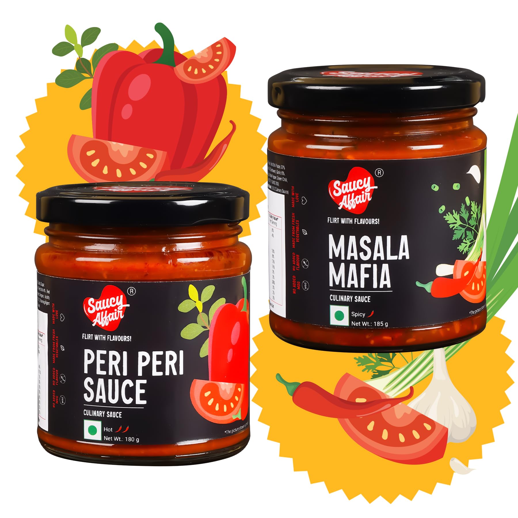 Saucy Affair Hot Tomato Chilli Peri Peri Sauce - 180 Gram With Masala ...