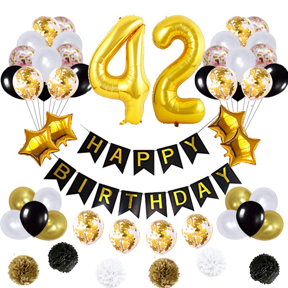 Amazon.com: yujiaonly 42 Birthday Decorations Ballons Happy Birthday ...