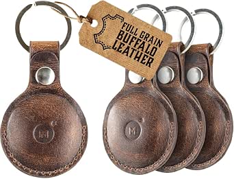 Amazon.com: moonster Genuine Leather AirTag Keychain Holder for Apple ...