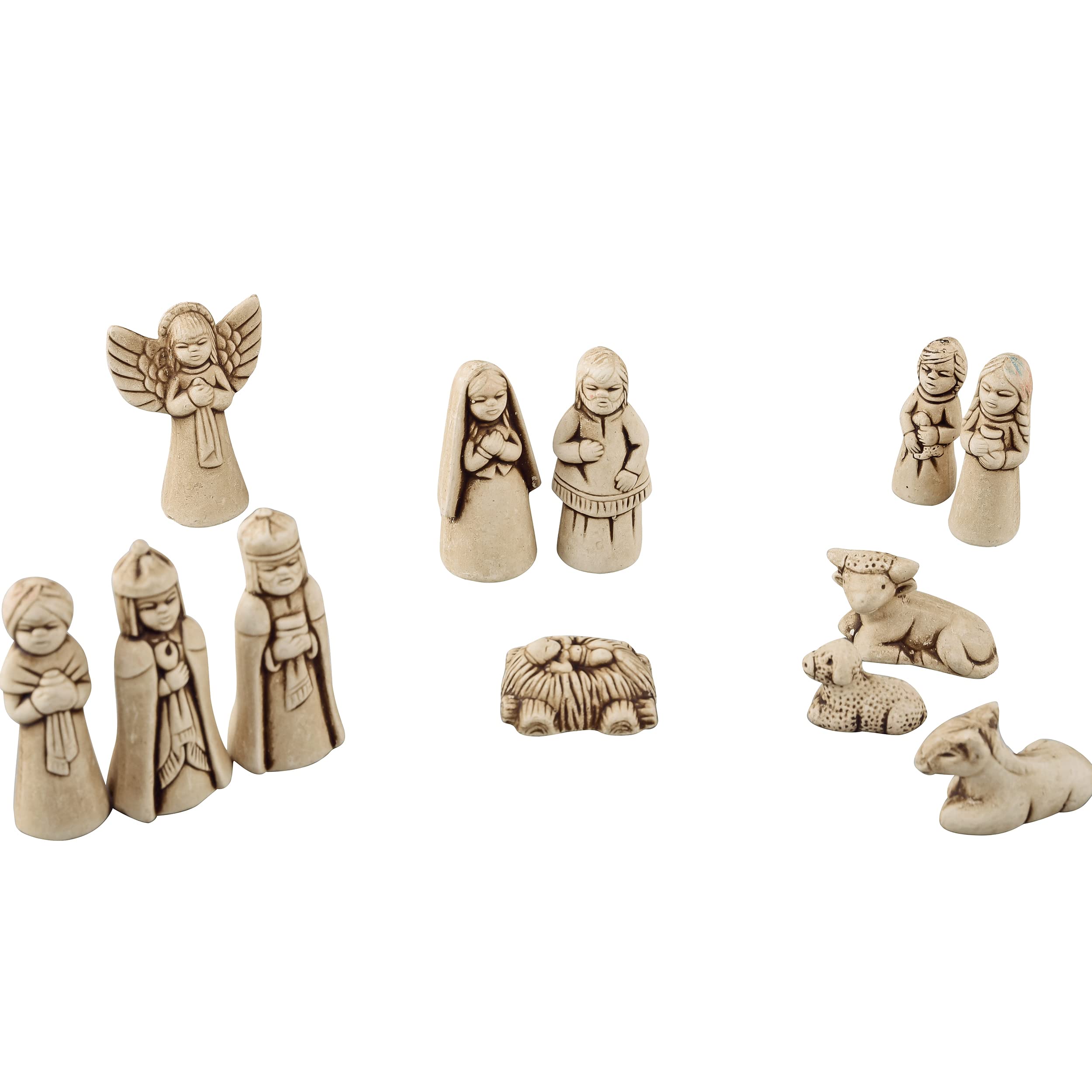 Amazon.com: 12 Piece Mini Clay Nativity Set, A King is Born Scene ...