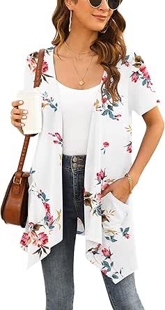 Yommay Damen Sommer Kurzarm-Lang Strickjacken für Damen Elegante ...