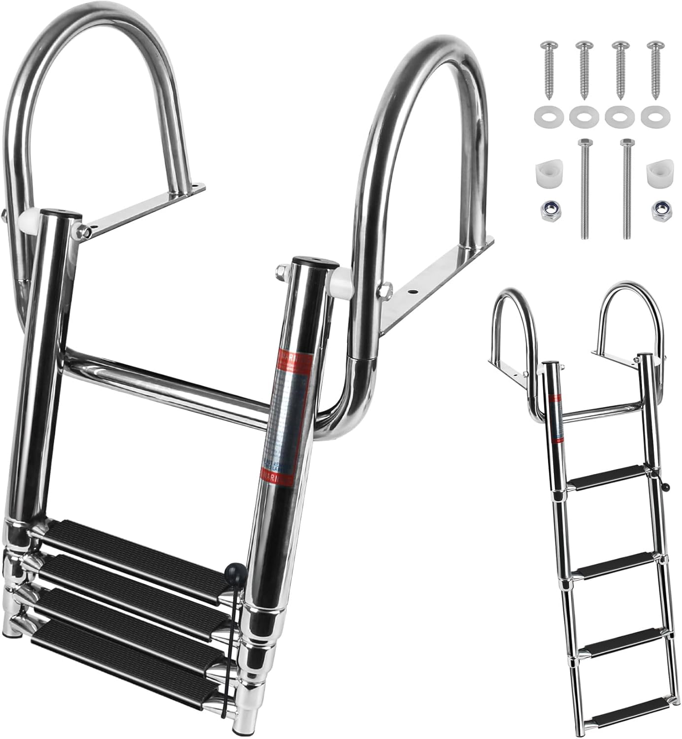 Amazon.com: 4 Step Boat Ladder, Stainless Steel Pontoon Ladder Heavy ...