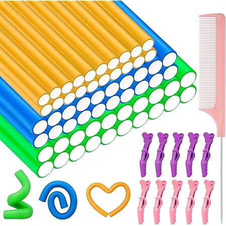 Amazon.com : 60 Pieces Flexible Foam Curling Rods Twist Foam Hair ...