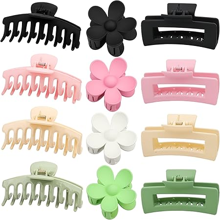 Amazon.com: 12 Pack Large Hair Claw Clips Flower Hair Clips Big Claw ...