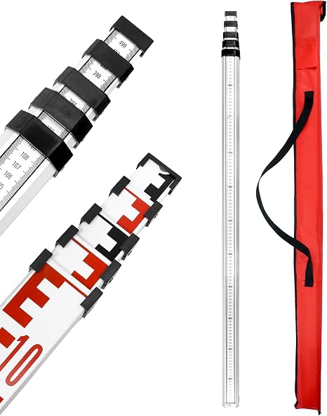 QWORK® 5m Telescopic Pole 5 Sections Aluminum Telescopic Levelling ...