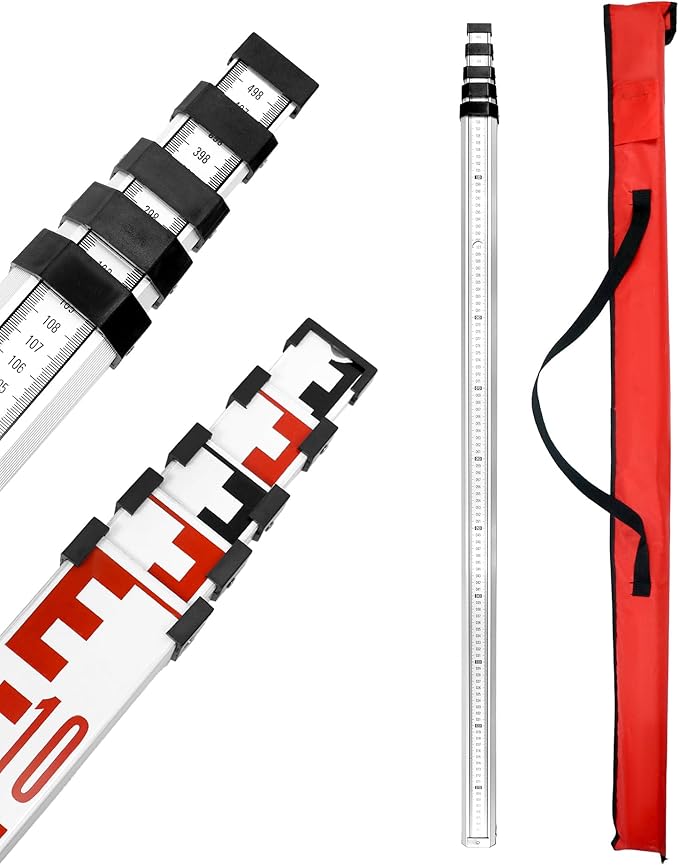 QWORK® 5m Telescopic Pole 5 Sections Aluminum Telescopic Levelling ...