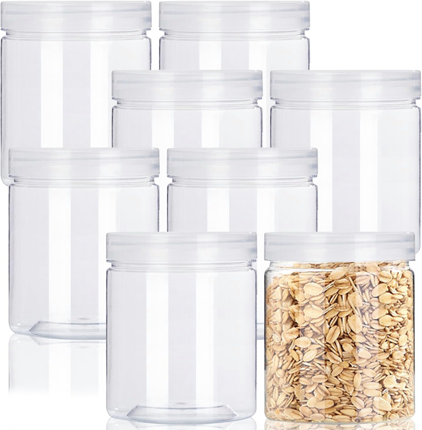 Amazon.com: 16oz Clear Plastic Storage Jars Containers,8 Pack ...