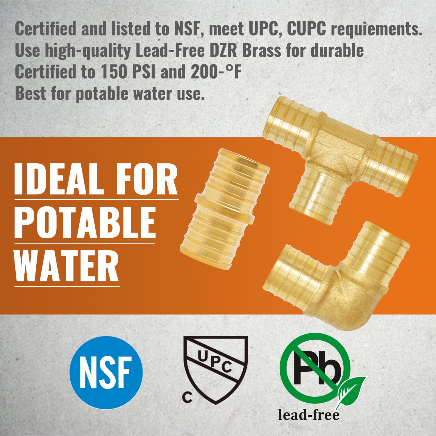 Snapklik.com : 15-Pack 1 Inch PEX Fittings, 5 Each Elbow Tee Coupling ...