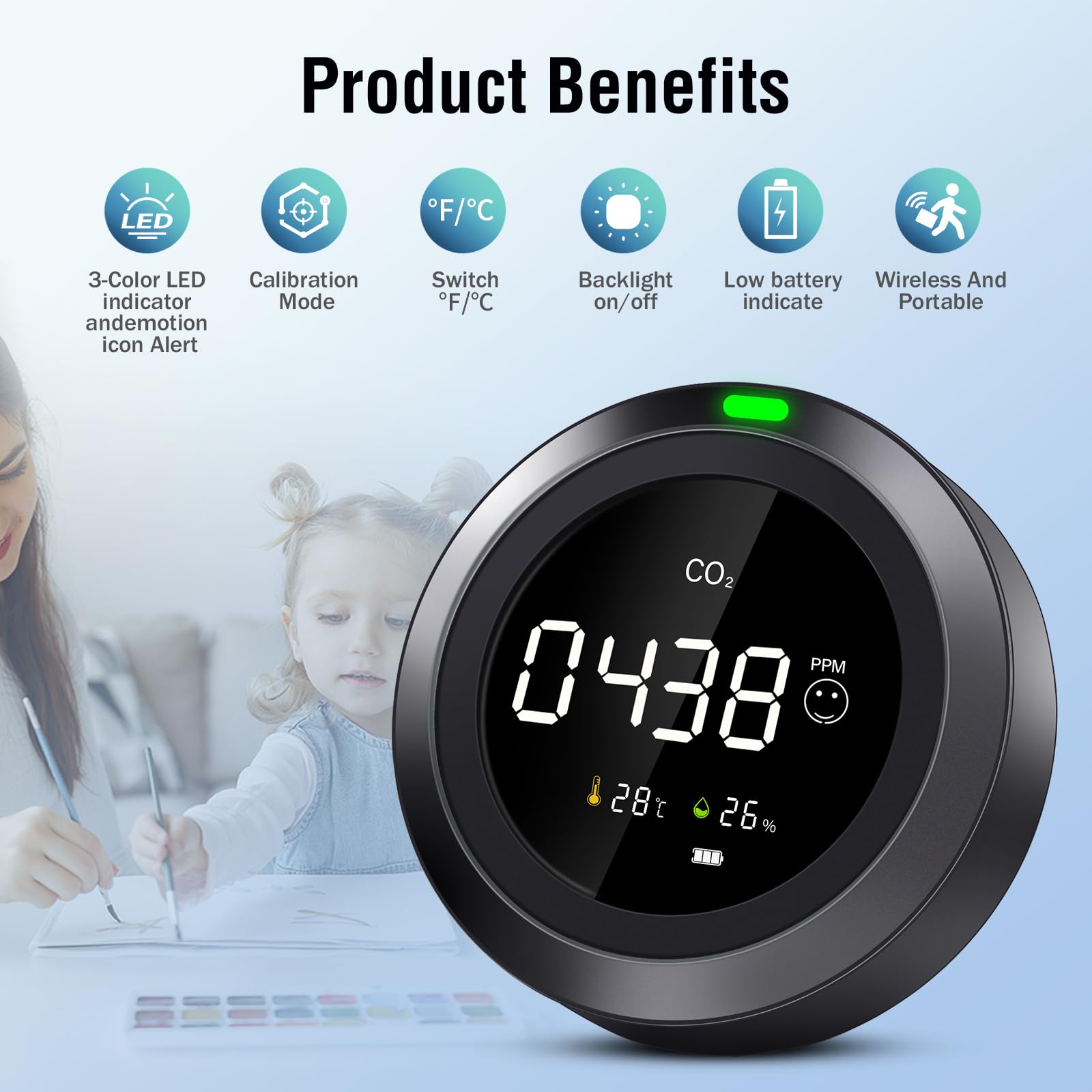 Snapklik.com : Simbow CO2 Monitor, Indoor Air Quality Monitor Test CO2 ...