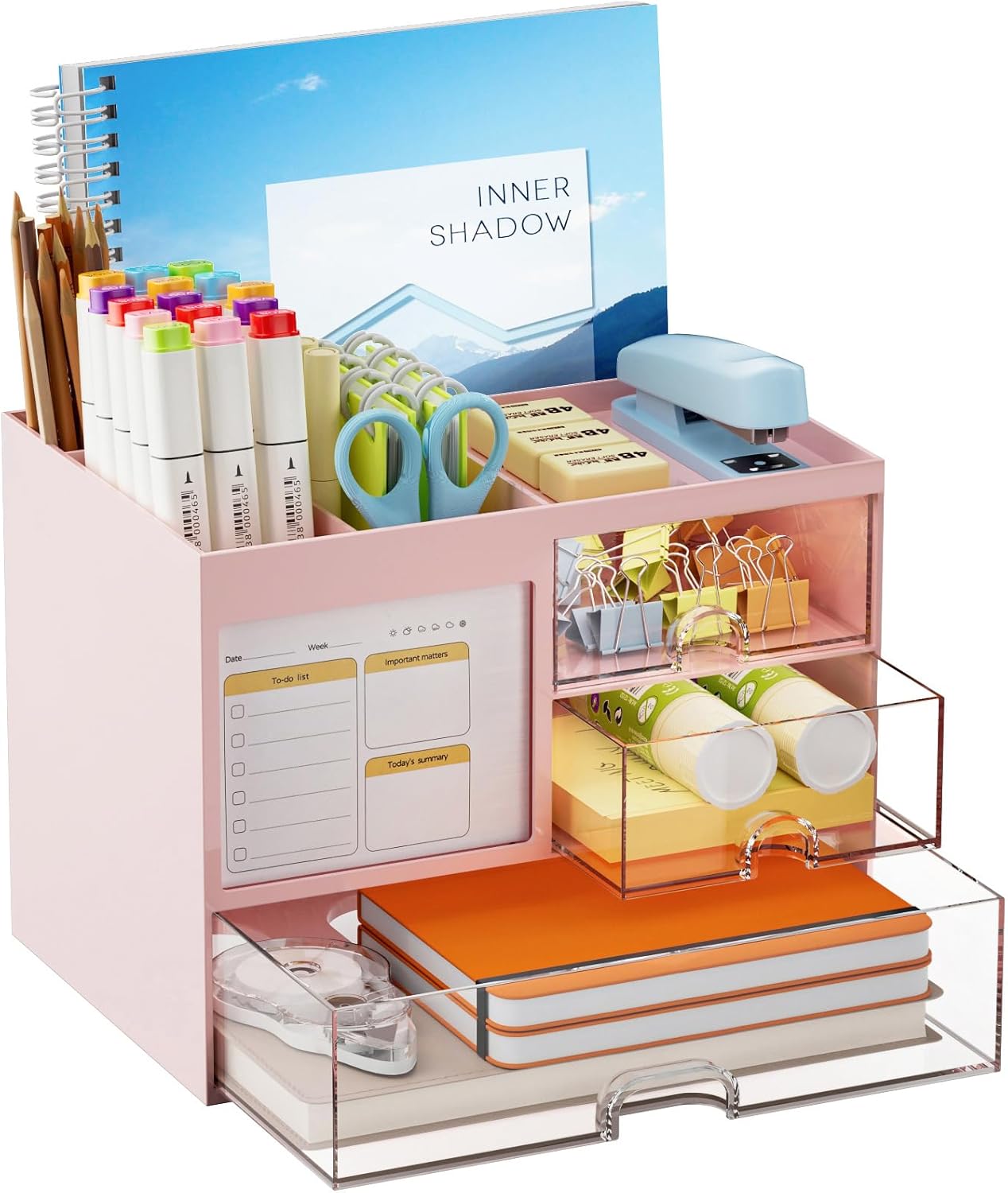 Amazon.com: Marbrasse Desk Organizer with 3 Drawer, Multi-Functional ...