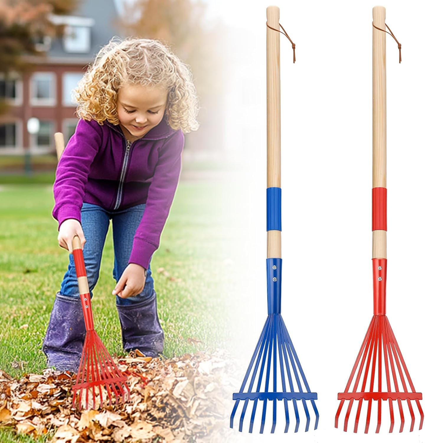 Amazon.com : Kids Friendly Rakes for Leaves - 28" Child Size Small Rake ...