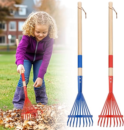 Amazon.com : Kids Friendly Rakes for Leaves - 28" Child Size Small Rake ...